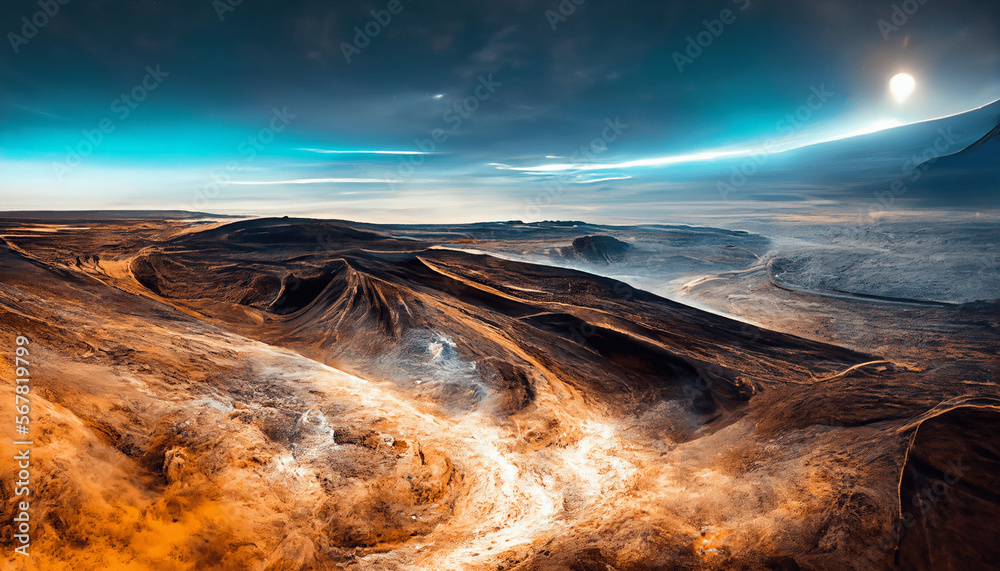 Stunning space art of an apocalyptic landscape featuring a mysterious ...