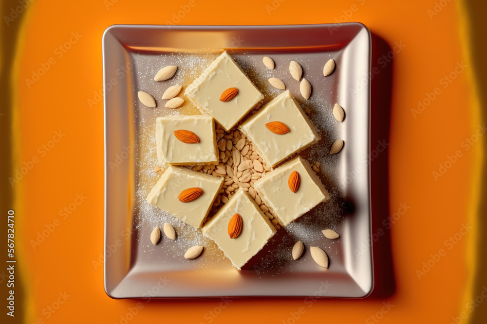 traditional Indian sweets Kaju katli or Kaju barfee made with milk ...