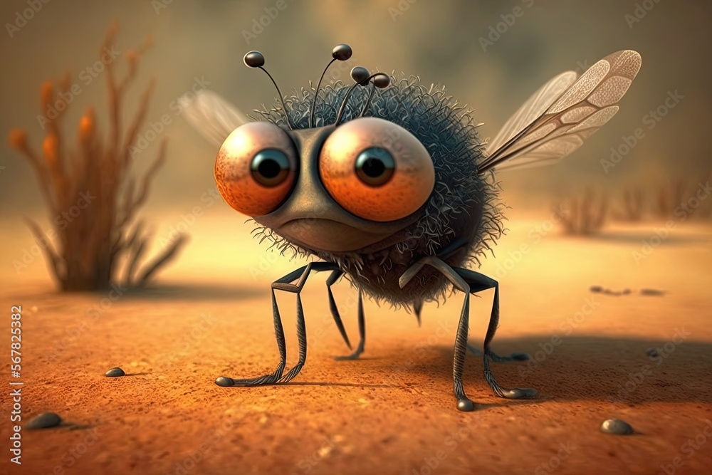 a cartoon picture of a bug with big eyes and a nose with a bug like ...