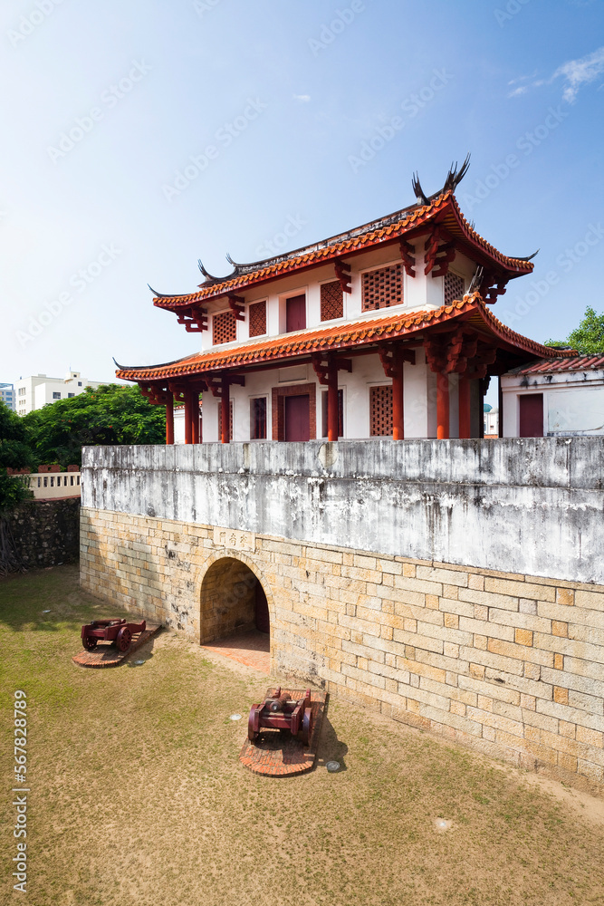Old city wall building view of the Great South Gate in Tainan, Taiwan ...