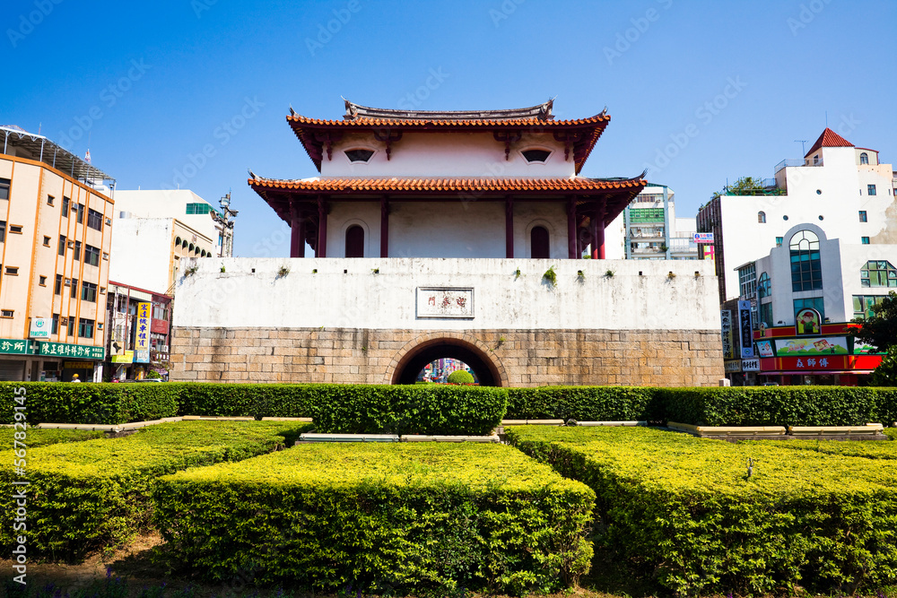 Tainan, Taiwan- October 5, 2012: Old city wall building view of the ...