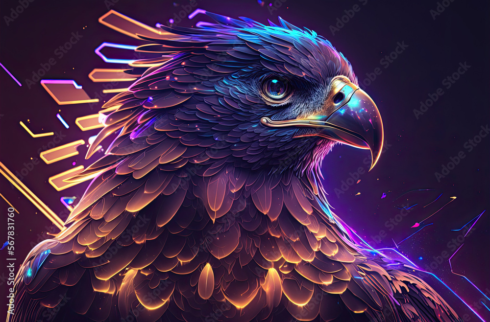 Abstract neon light Eagle, artwork design, digital art, wallpaper ...