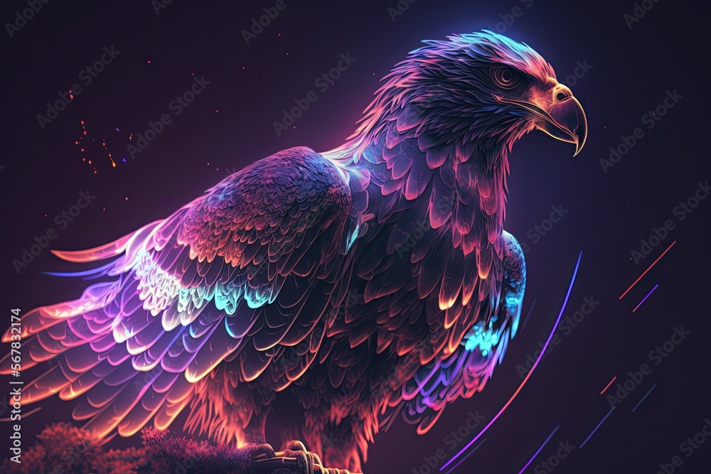 Abstract neon light Eagle, artwork design, digital art, wallpaper ...