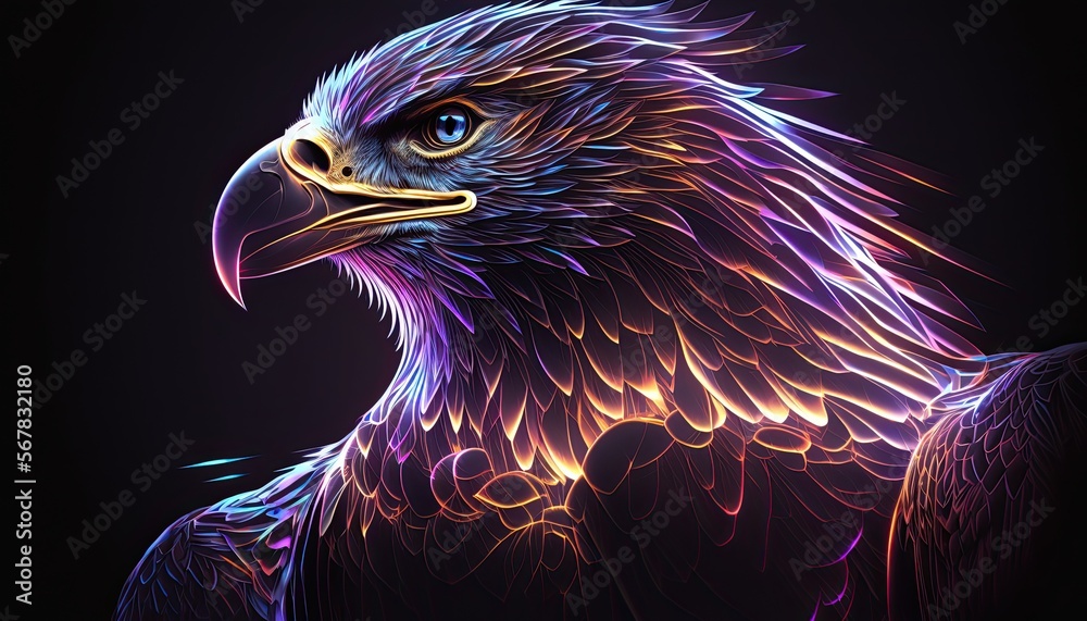 Abstract neon light Eagle, artwork design, digital art, wallpaper ...