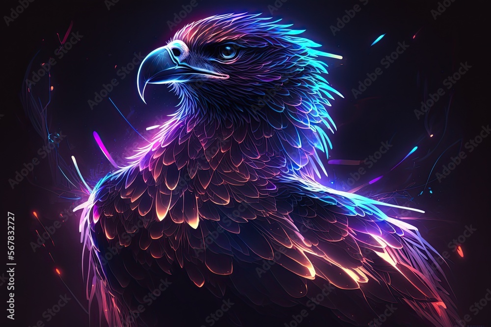 Abstract neon light Eagle, artwork design, digital art, wallpaper ...