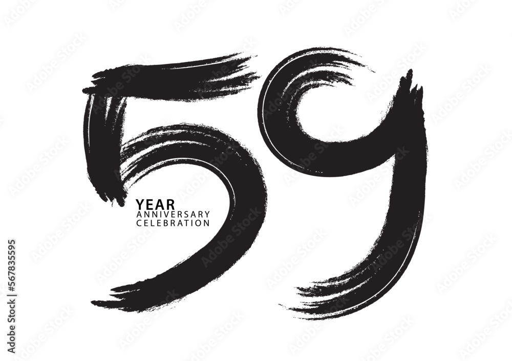59 year anniversary celebration logotype black paintbrush vector, 59 ...