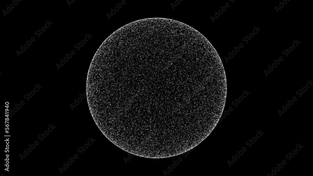 3d White Sphere Rotates On Black Background Object Consisting Of Flickering Particles 60 Fps