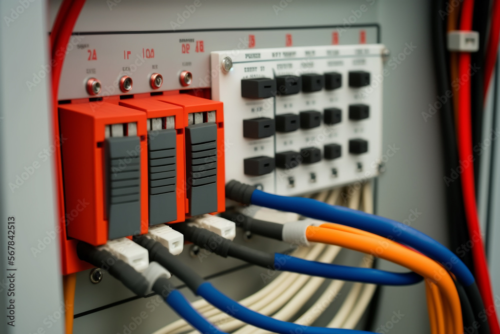 Network panel, switch and cable in data center, AI generated image ...