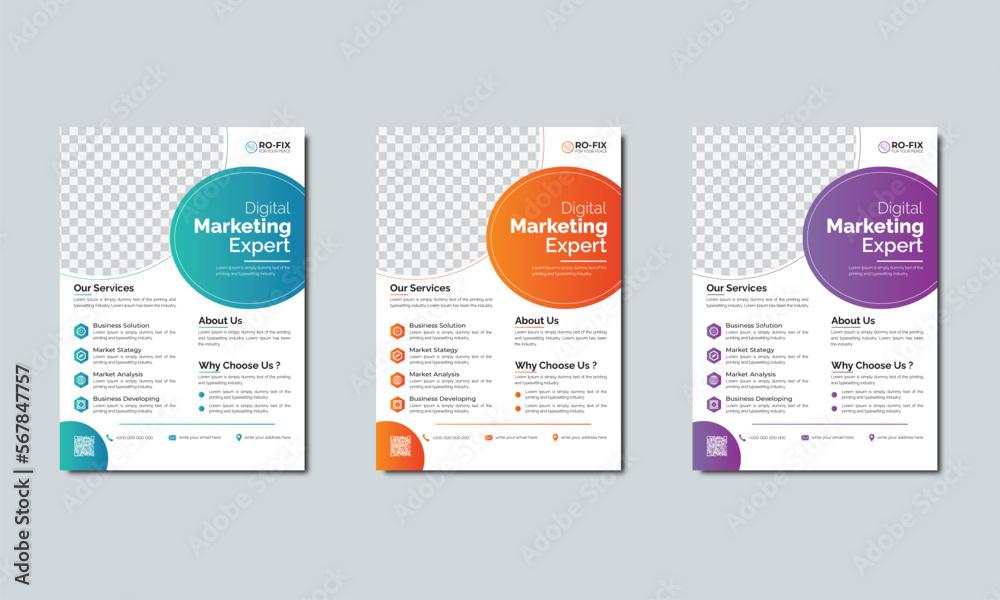 flat Flyer template corporate design flyer simple and clean Flyer ...