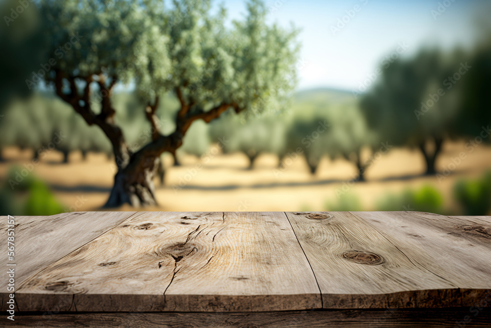 Old wooden table for product display with bokeh background of a natural ...