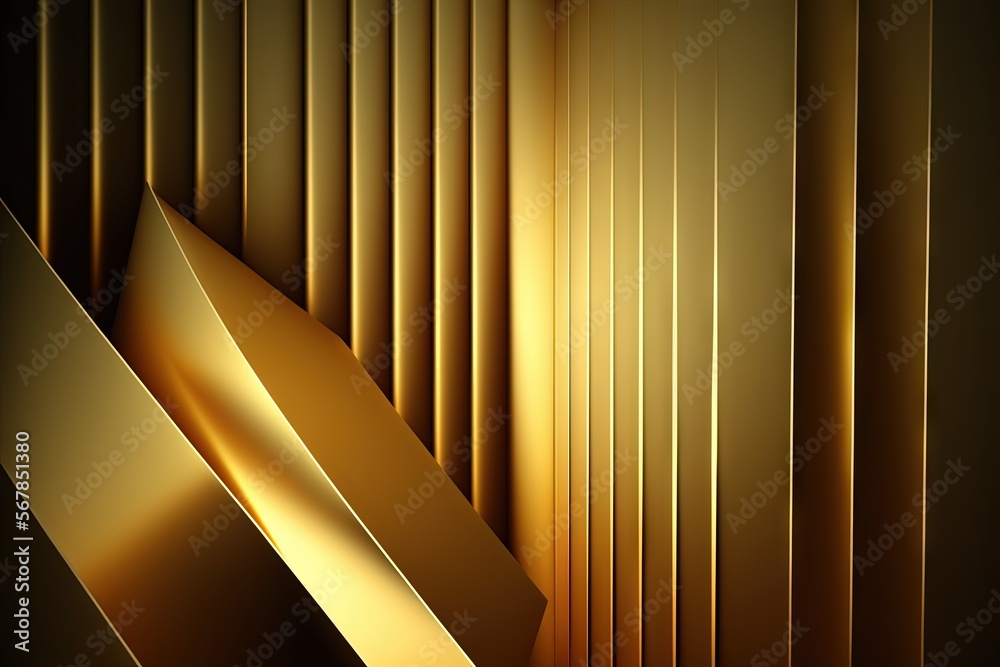 a gold metallic background with vertical lines and a curved curve on ...