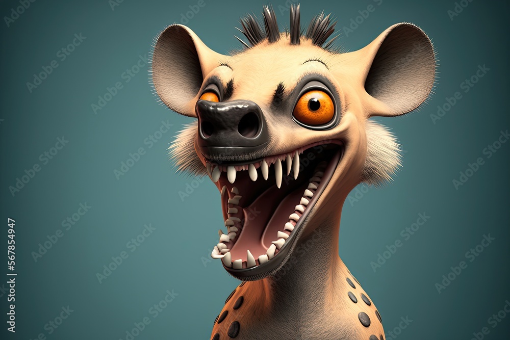 Cute 3D cartoon of hyena character. Generative AI Stock Illustration ...