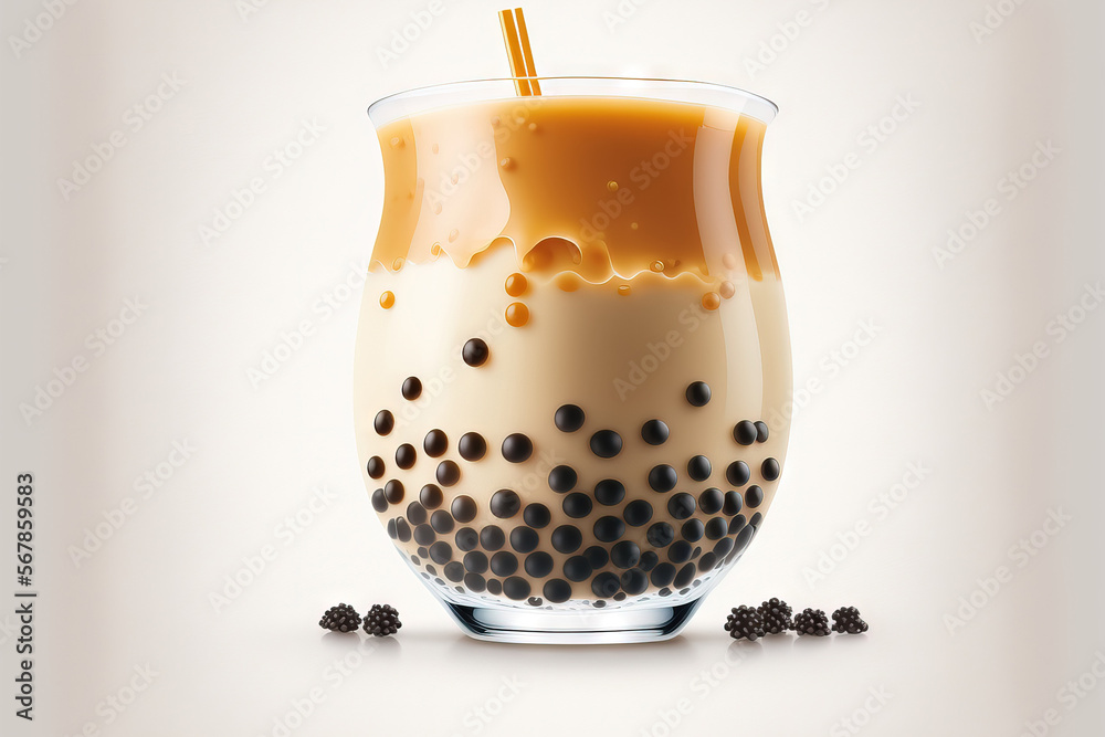Bubble Milk Tea Taiwanese drinking culture, a plastic glass of fresh ...