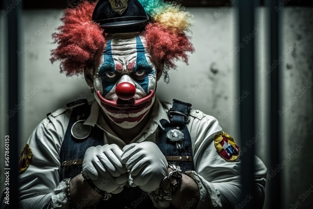 Clown in handcuffs, concept of Humor and Arrest, created with ...