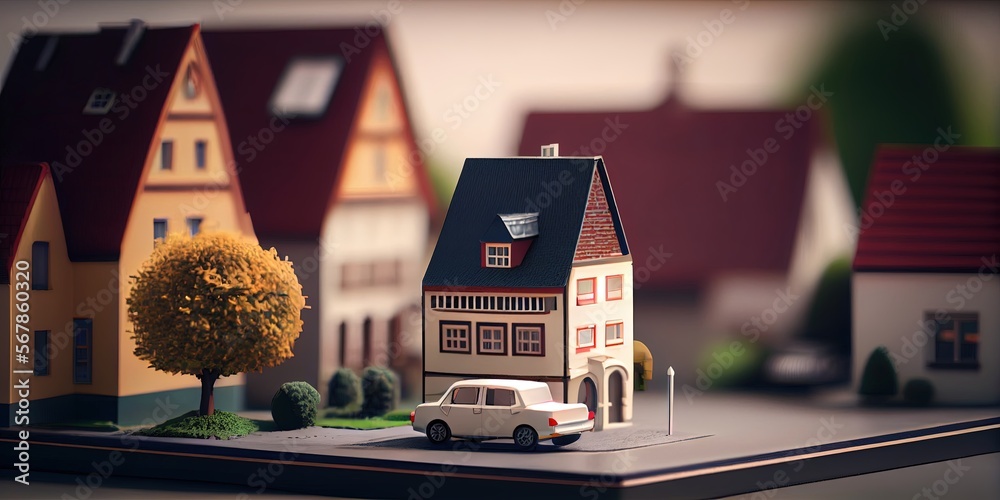 modern generic contemporary style miniature model of villa house ...