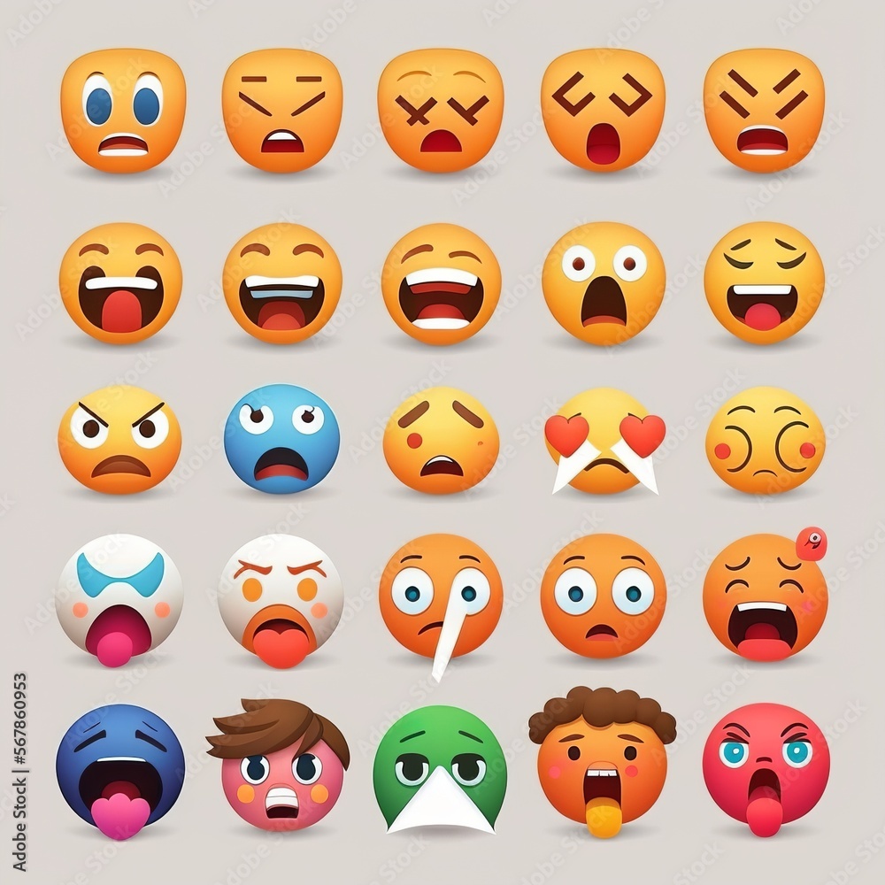 Vector set of Emoji. Emoji Android. Android emoticon pack. Editorial ...