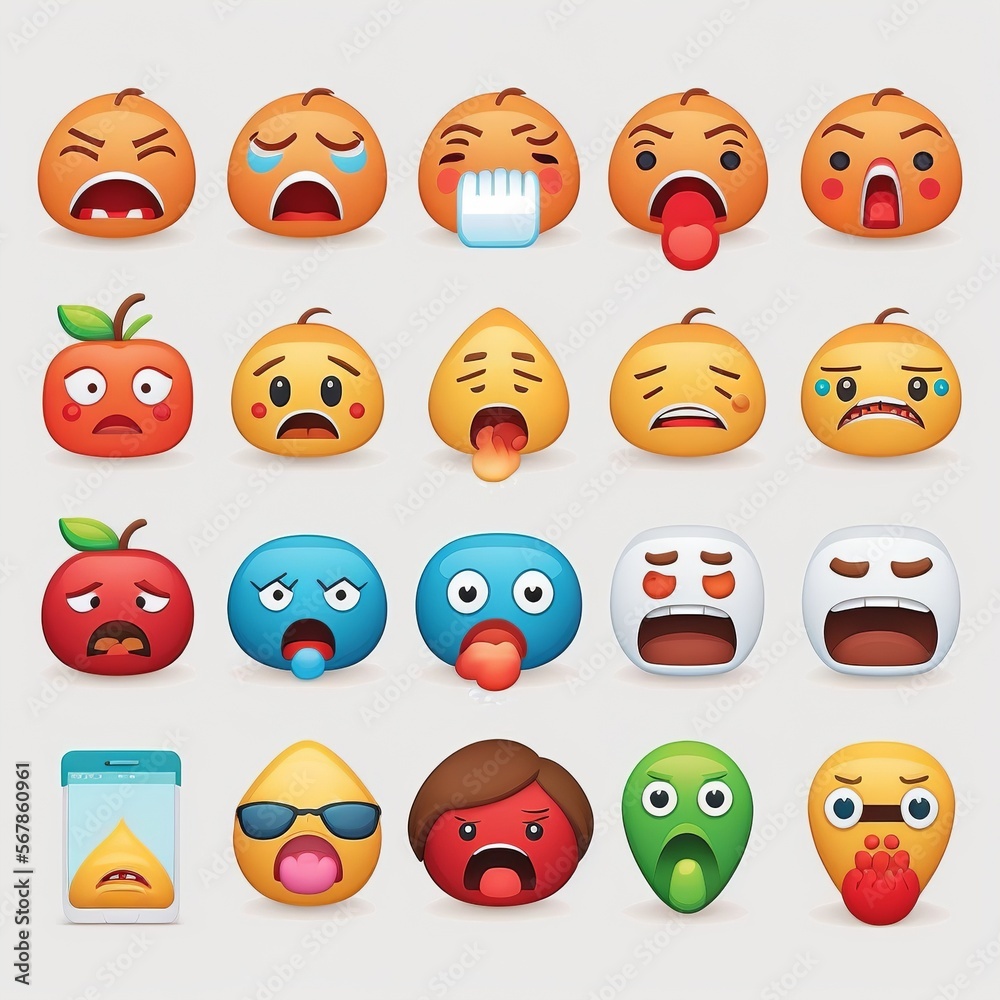 Vector set of Emoji. Emoji Android. Android emoticon pack. Editorial ...