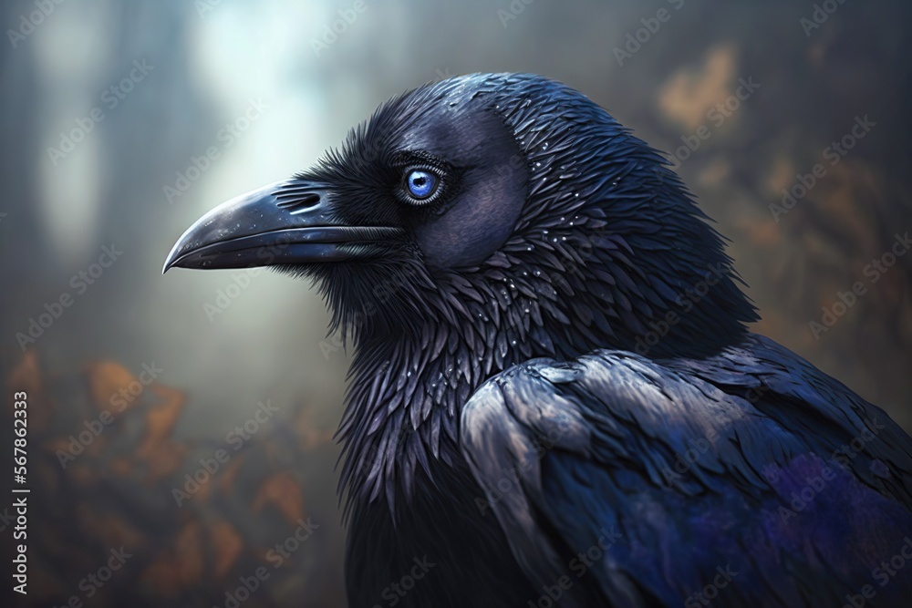 Sad raven, concept of Mourning and Loneliness, created with Generative ...