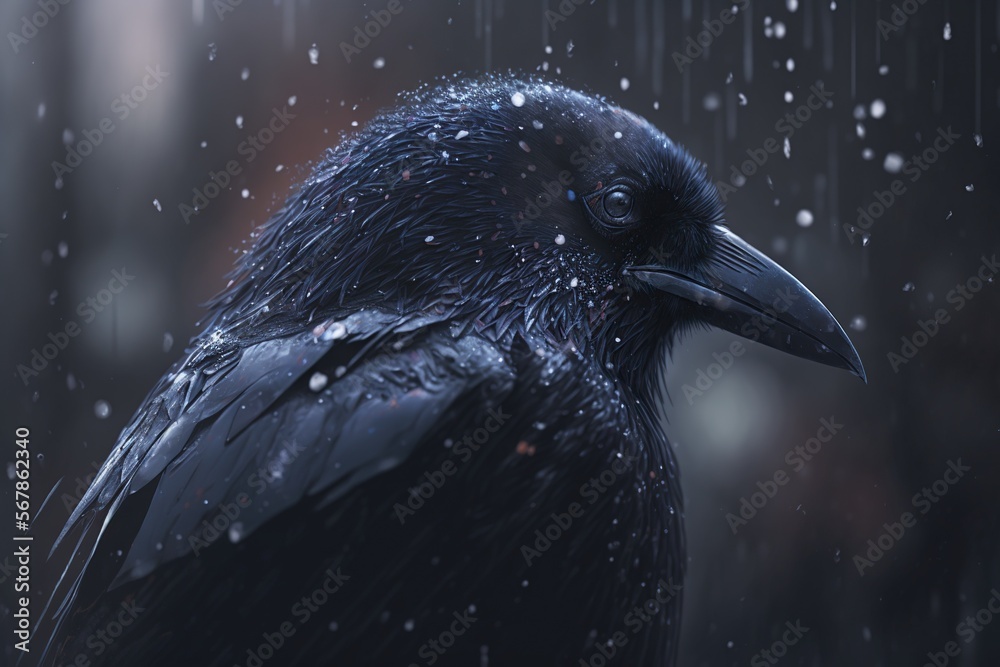 Sad raven, concept of Mourning and Loneliness, created with Generative ...