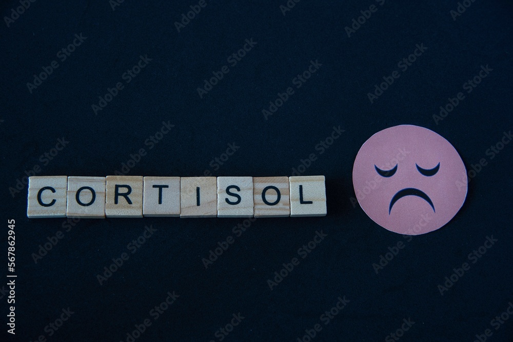Cortisol written in wooden letters next to emoji with anger and concern ...