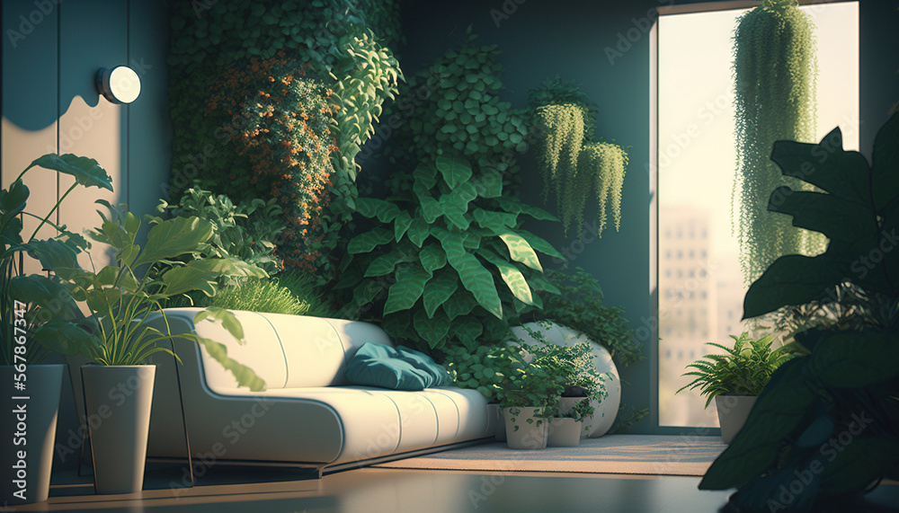 Video conference modern living room, zoom background, Generative, AI ...