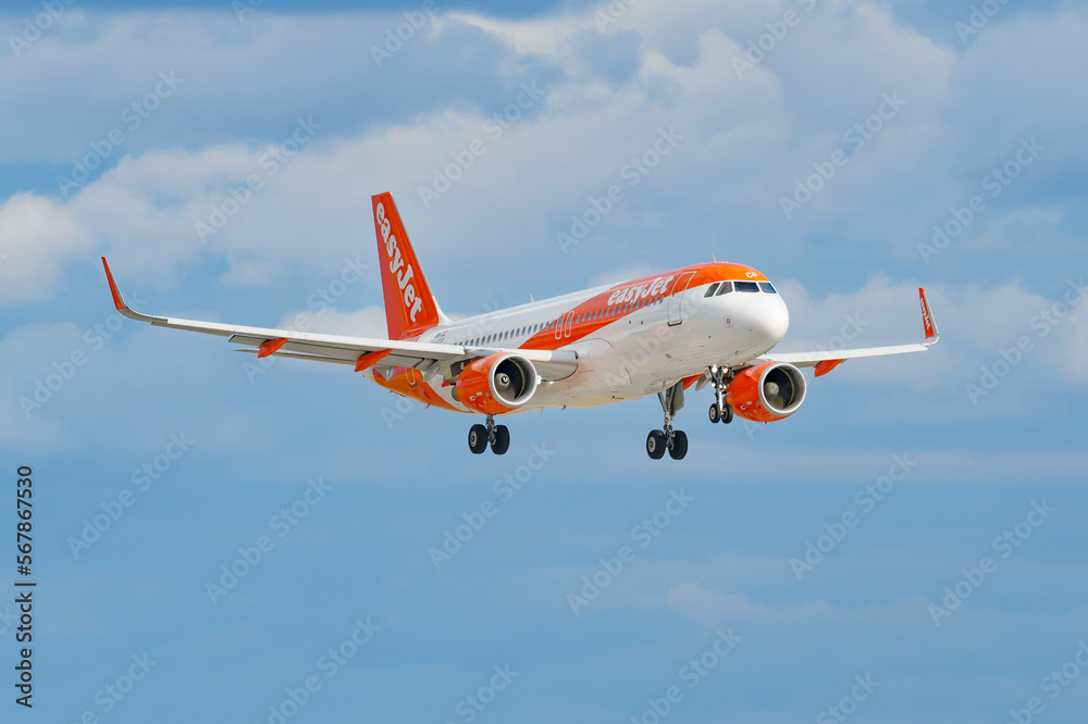 PRAGUE,Czech Republic - MARCH 06, 2020: EasyJet Airbus A319 at Vaclav ...
