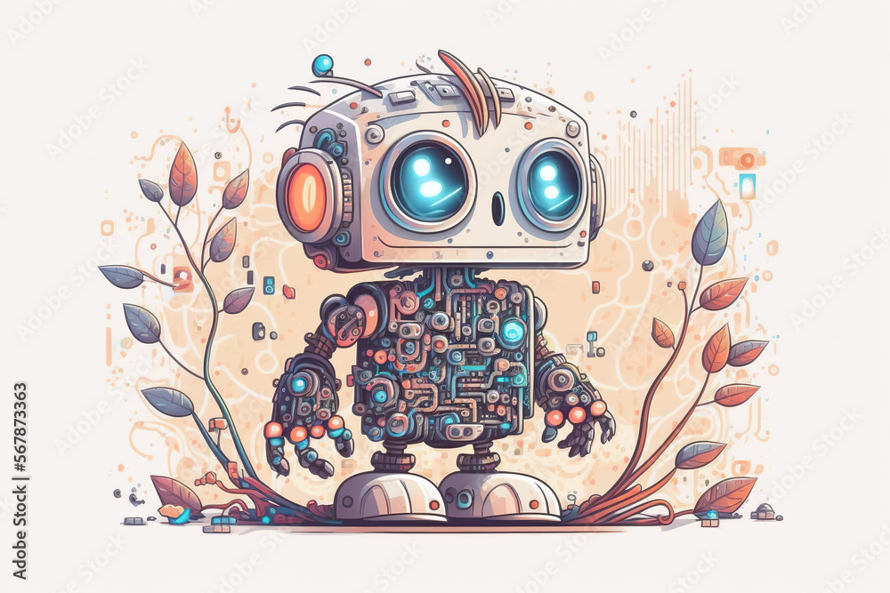 Robot Cartoon, Cute Robot Character, AI Art, Artificial Intelligence ...
