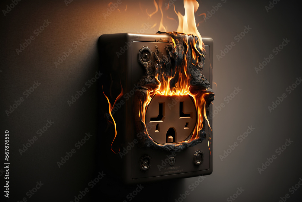 Burning plug from a short circuit at home. Ai generated ilustración de ...
