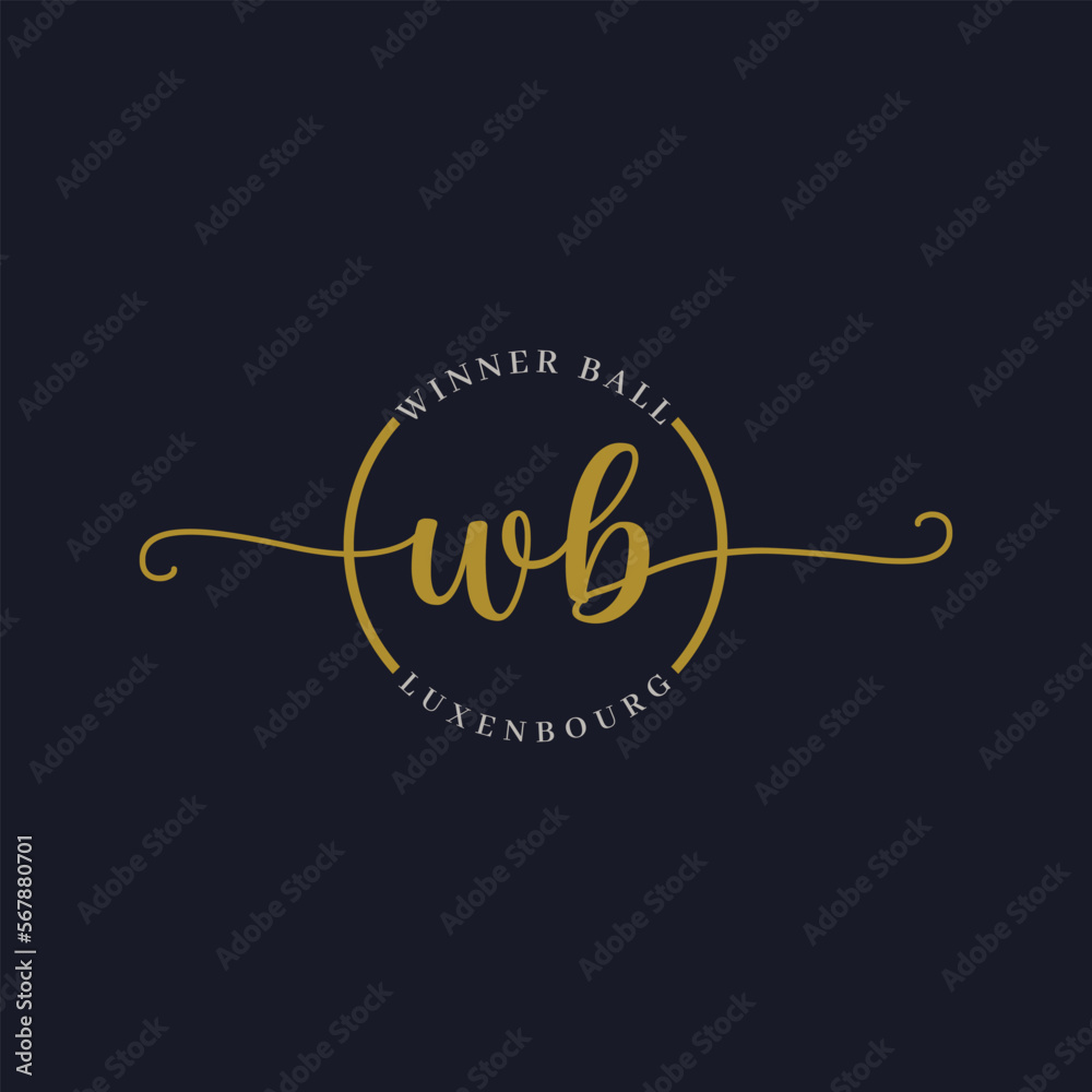 Luxury letter WB logo design, Script font and signature initials logo ...
