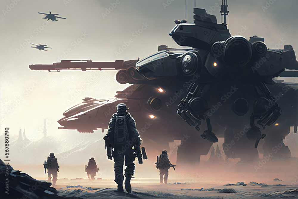 human, soldiers, battlefield, mountain, super battleship, tank, plane ...