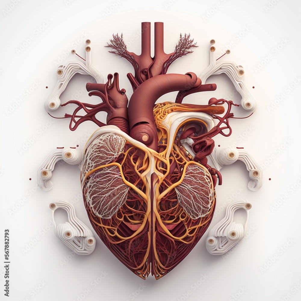 Digital Anatomy of Human Heart made by AI. Stock Illustration | Adobe Stock