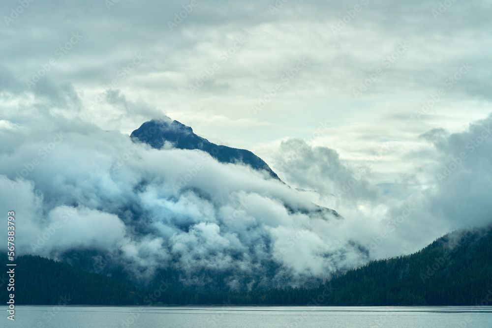 Vancouver Island Mountains in Mist Johnstone Strait. Vancouver Island ...
