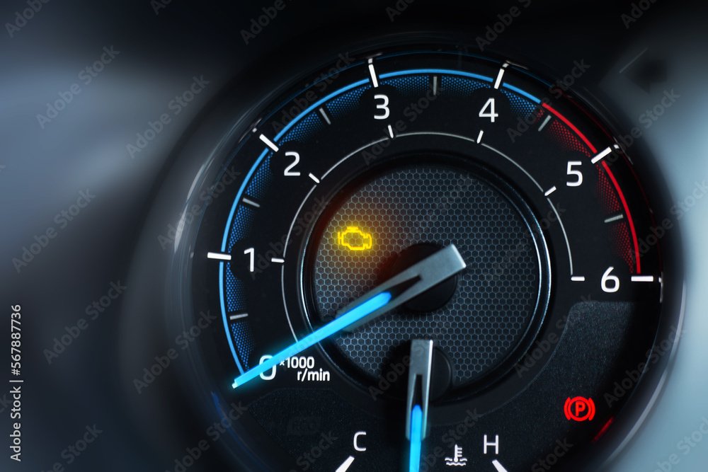 Engine fault warning light on the display, Engine symbol, The car must ...