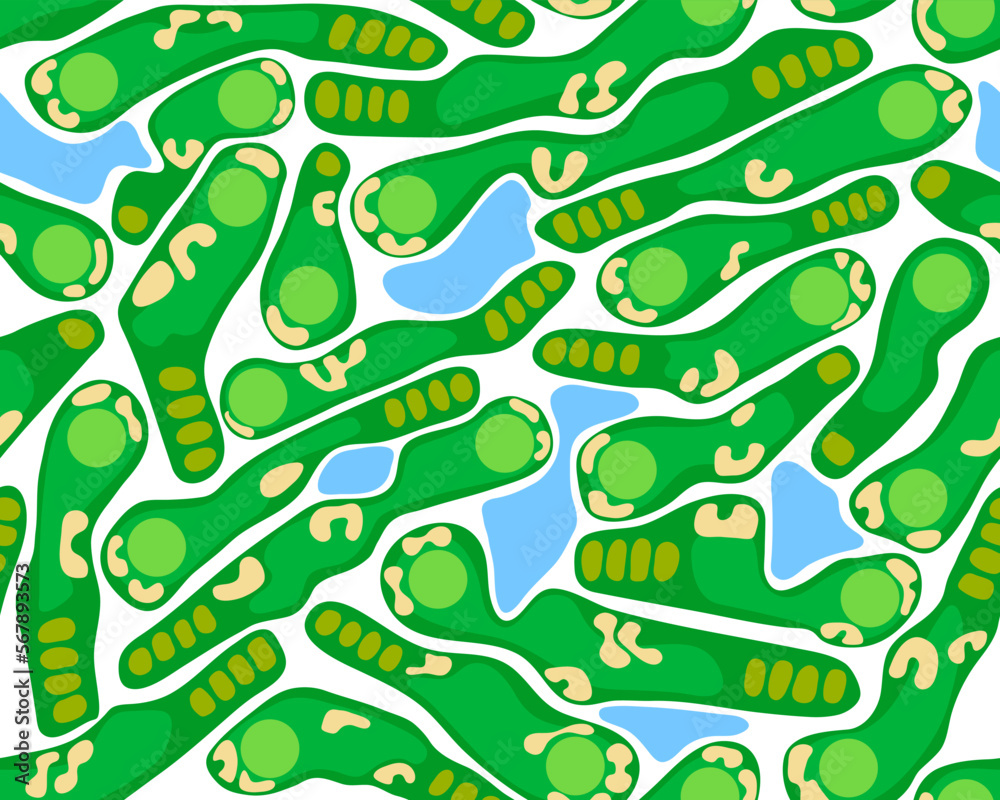 Golf course layout seamless pattern. Top view of vector map color ...