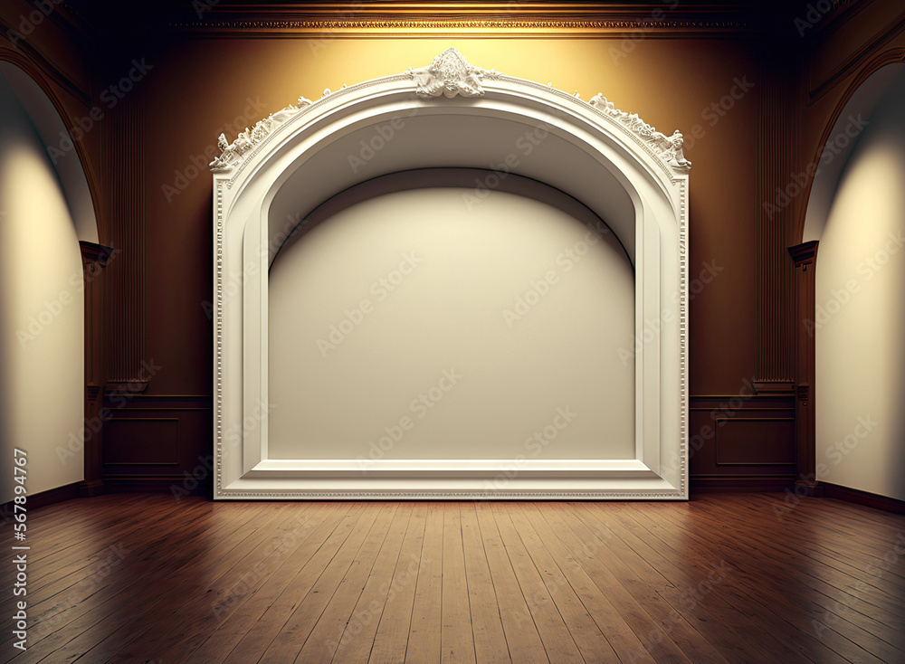 Large white blank canvas housed in a lavish golden hardwood frame ...