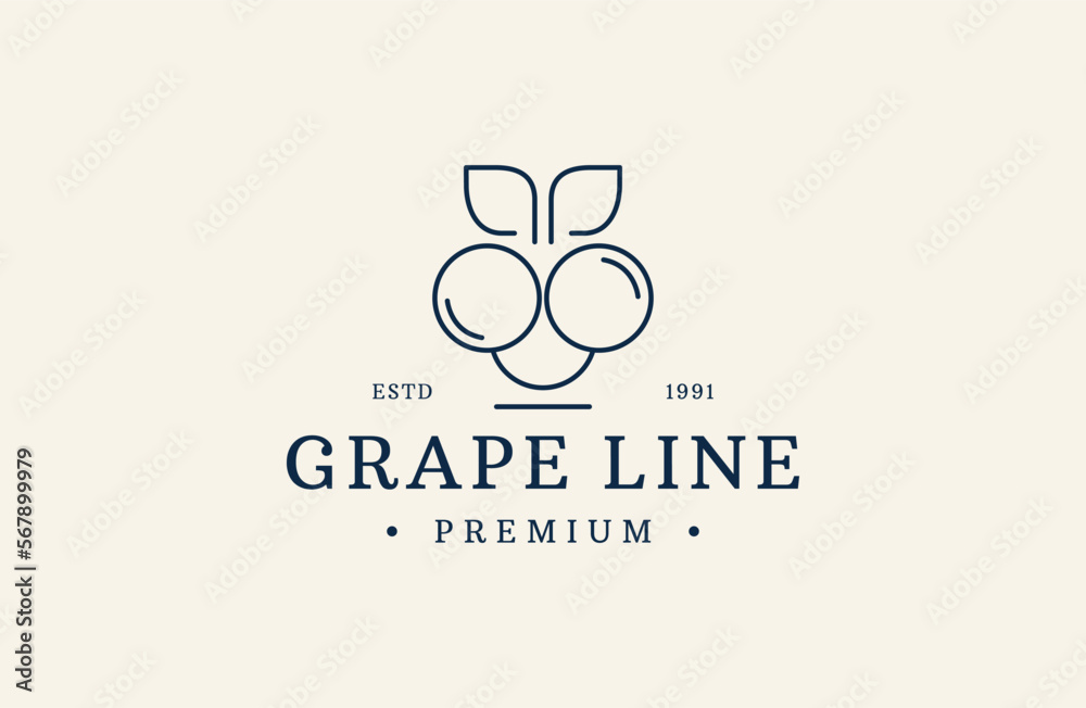 Grape fruit line art minimalist, abstract logo design Stock Vector ...