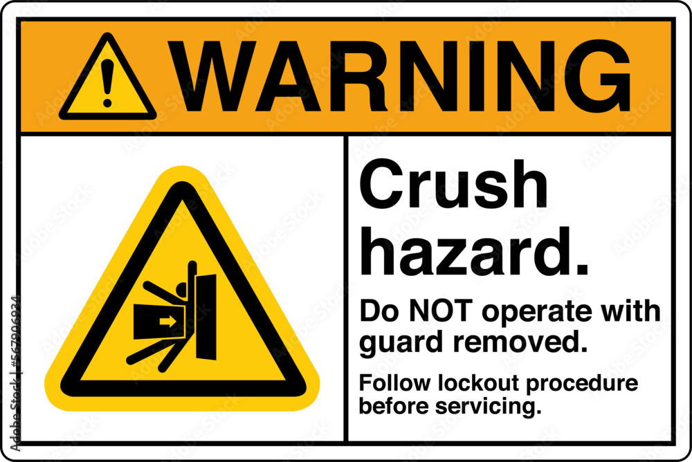 Safety Sign Marking Label Symbol Pictogram Standards Warning Crush ...