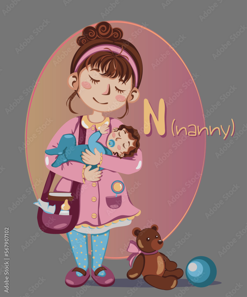 nanny Illustration of occupations in alphabetical order for children's ...