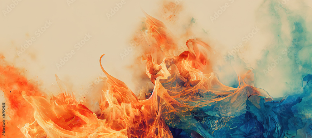 colorful watercolor fire smoke background with Generative AI Technology ...