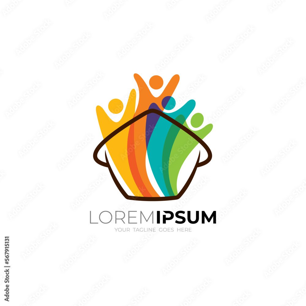Family logo with house design template, people and building logos Stock ...