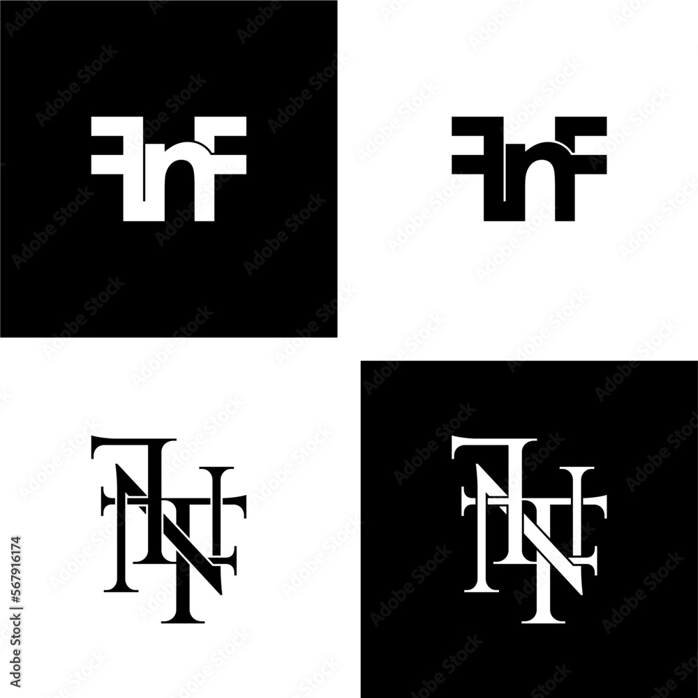 fnf typography letter monogram logo design set Stock Vector | Adobe Stock