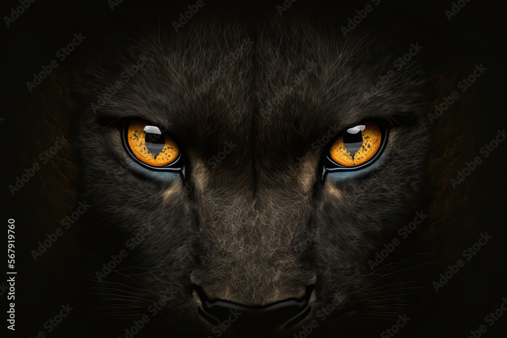 Black background with a black panther face. Generative AI Stock ...