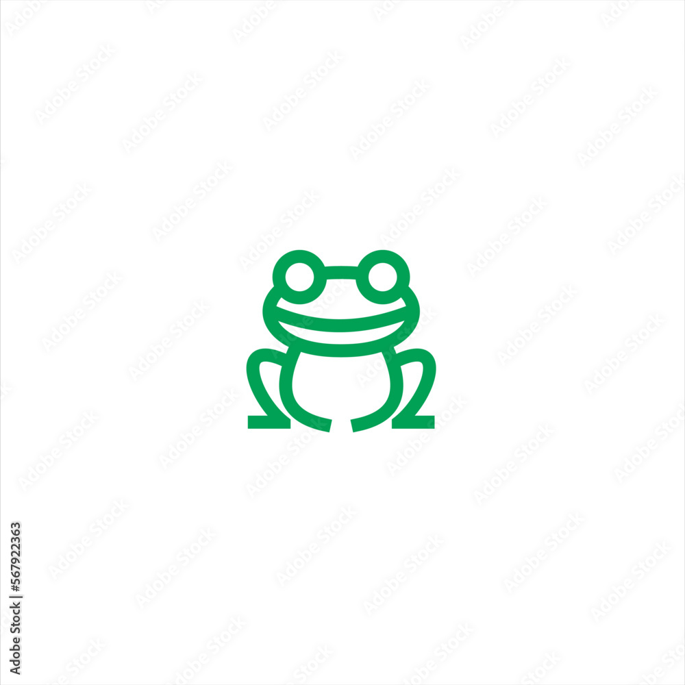 Frog simple minimalistic stylized, Line icon and colored version, toad ...