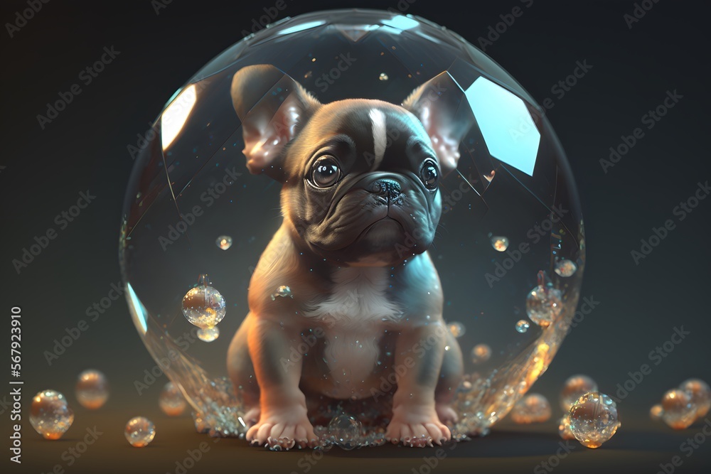 dog in a bubble created using Generative AI Technology Stock ...