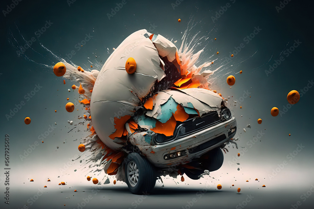 When a car accident occurred, an airbag exploded. Generative AI Stock ...