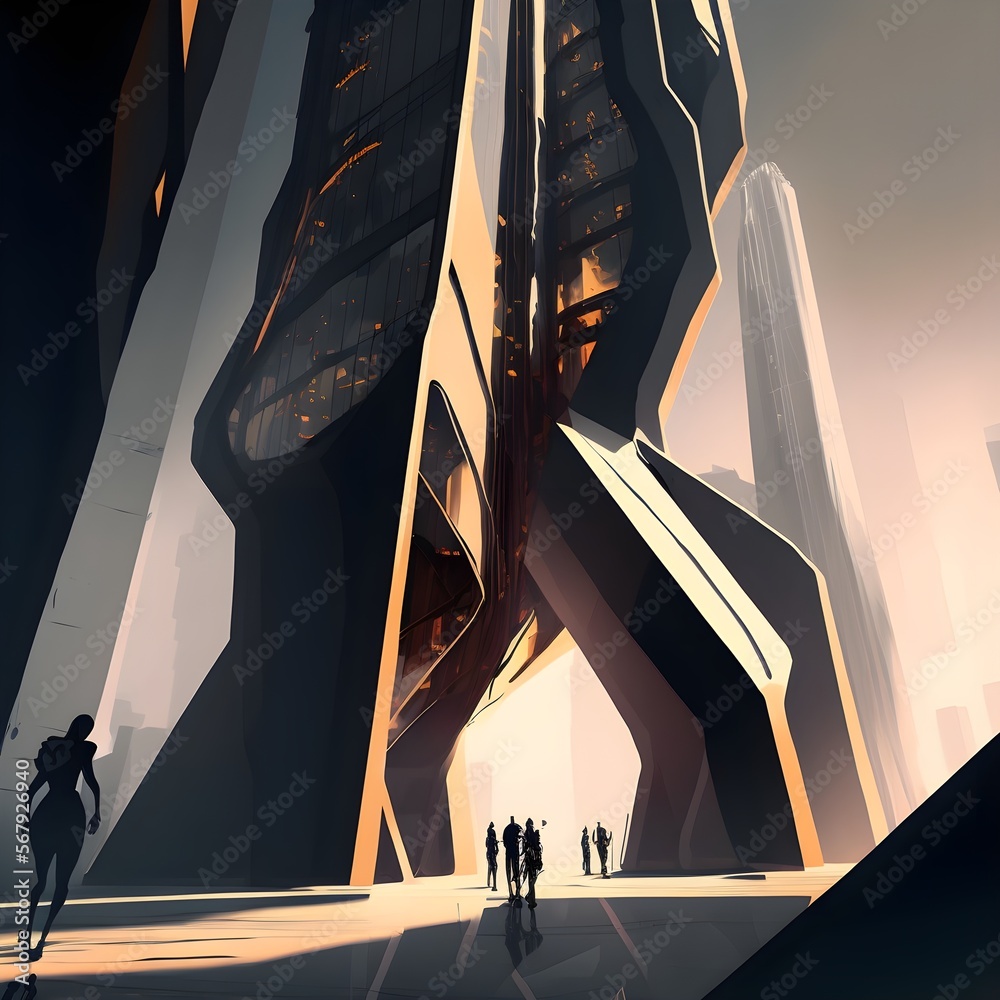 tall building high rise stylish structural liquid forms relaxed ...