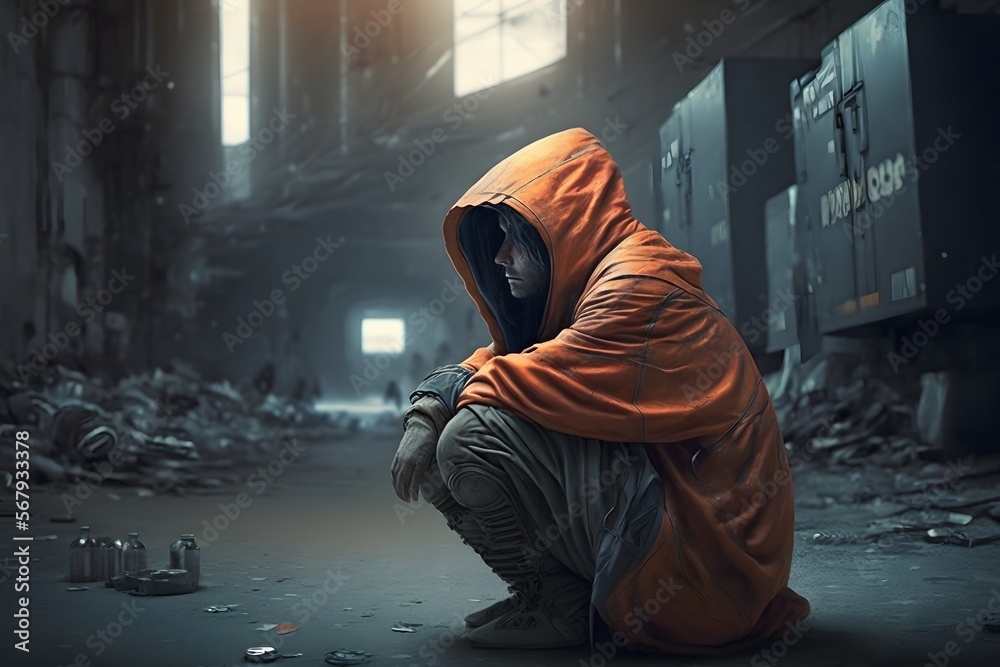 homeless man sitting created using Generative AI Technology Stock ...