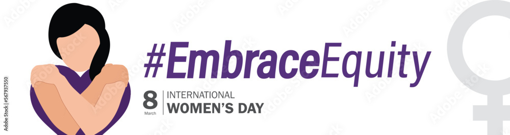 International Women's Day 2023, campaign theme: Embrace Equity. Women's Day banner vector ...