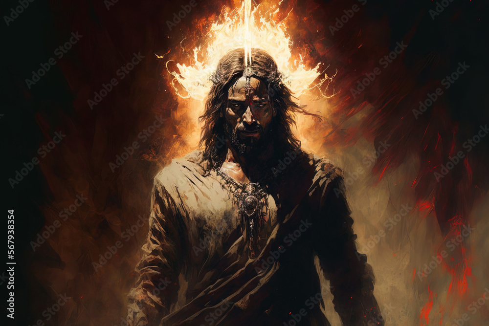 Christ Jesus went down to hell. Generative AI Stock Illustration ...