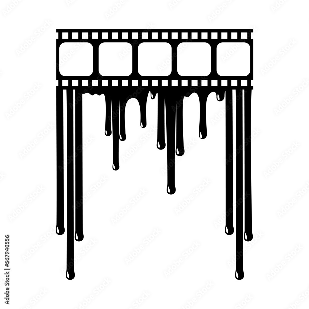 Silhouette of the Bloody Filmstrip Sign for Movie Icon Symbol with ...